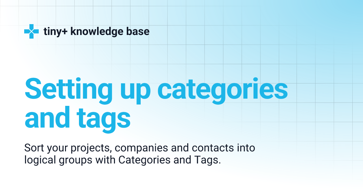 Setting up categories and tags | tiny+ knowledge base